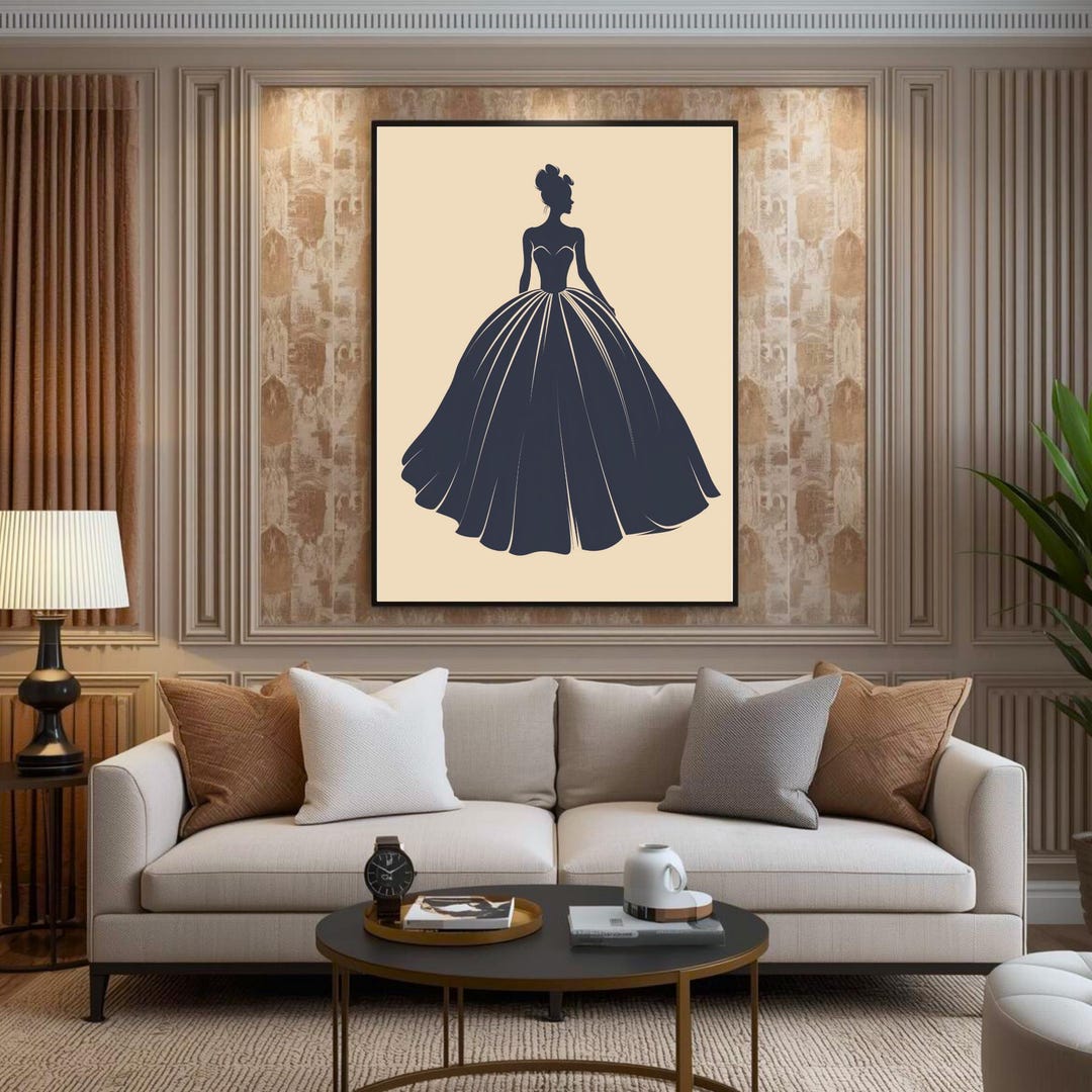 Minimalist Ball Gown Silhouette Print – Elegant Fashion Wall Art ...