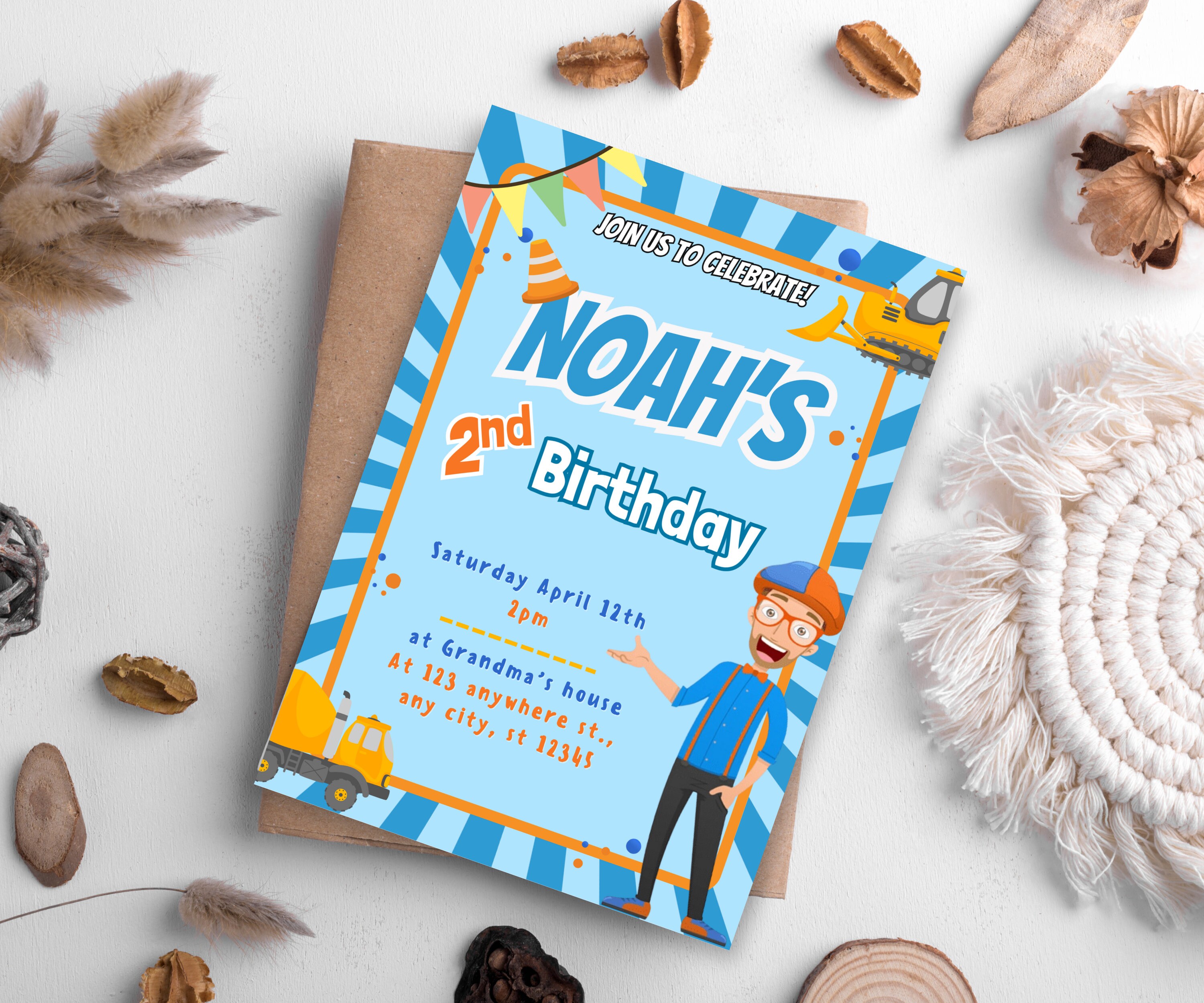 Canva Blippi Invitation Blippi Birthday Invitation Blippi - Etsy UK