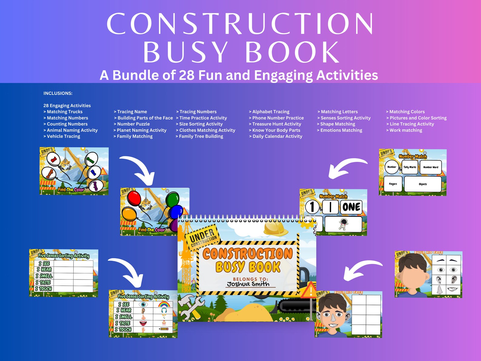 Preschool Busy Book, Toddler Quiet Puzzle Printable Activity ...