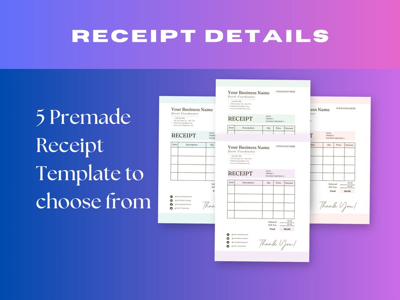 Acknowledgement Receipt Template, Canva Printable Billing Template, 5 ...