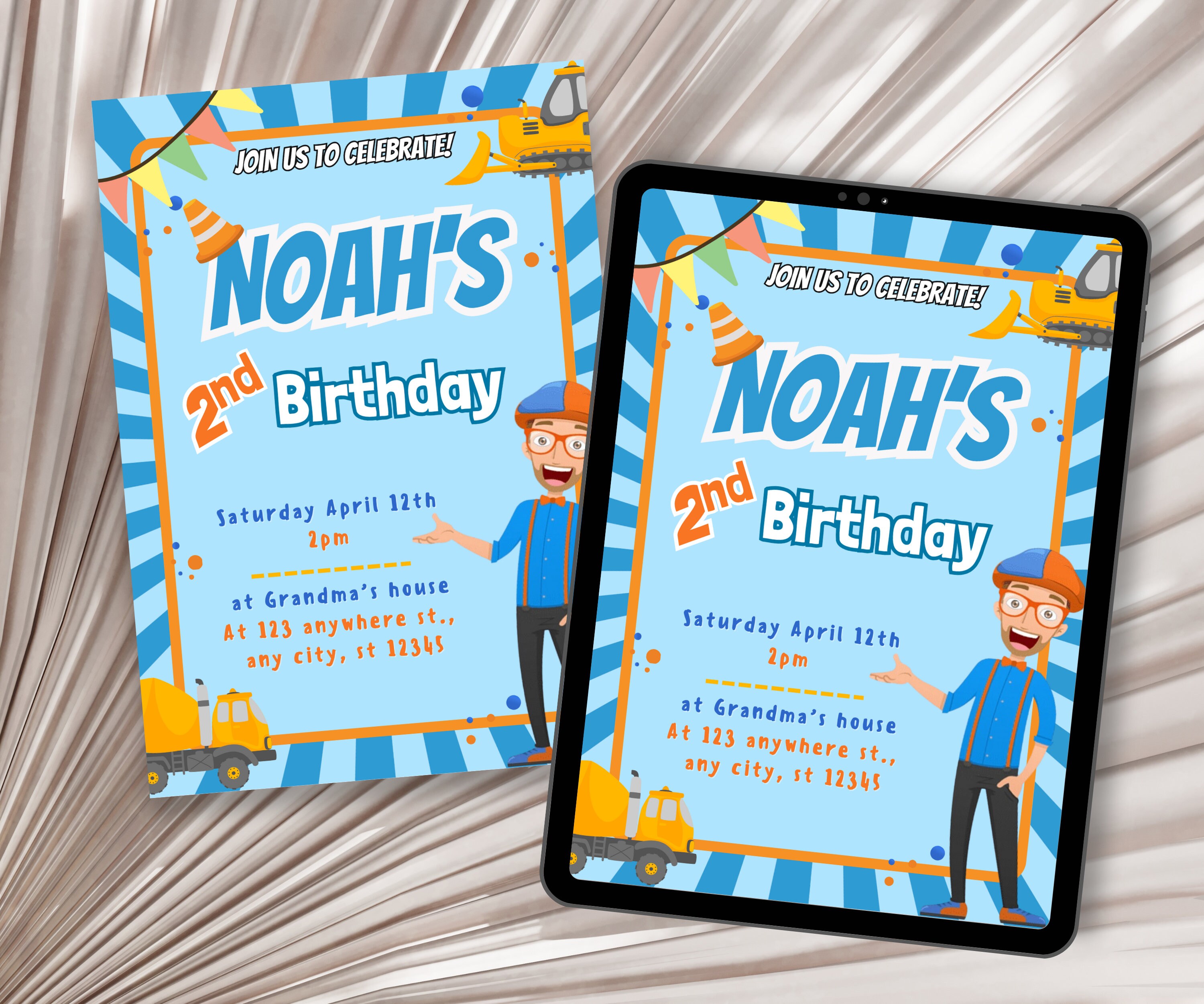Canva Blippi Invitation Blippi Birthday Invitation Blippi - Etsy UK