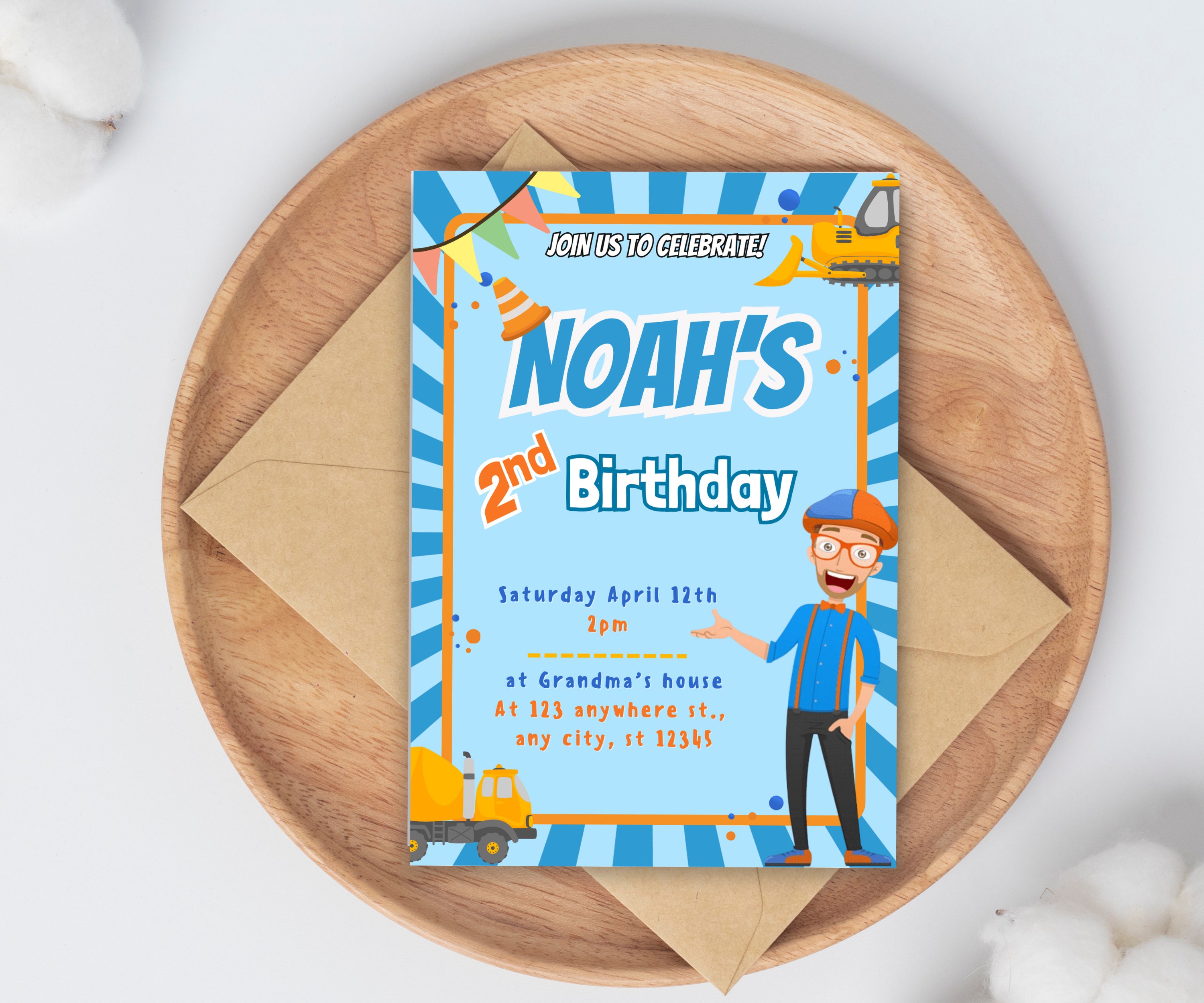 Canva Blippi Invitation Blippi Birthday Invitation Blippi - Etsy UK