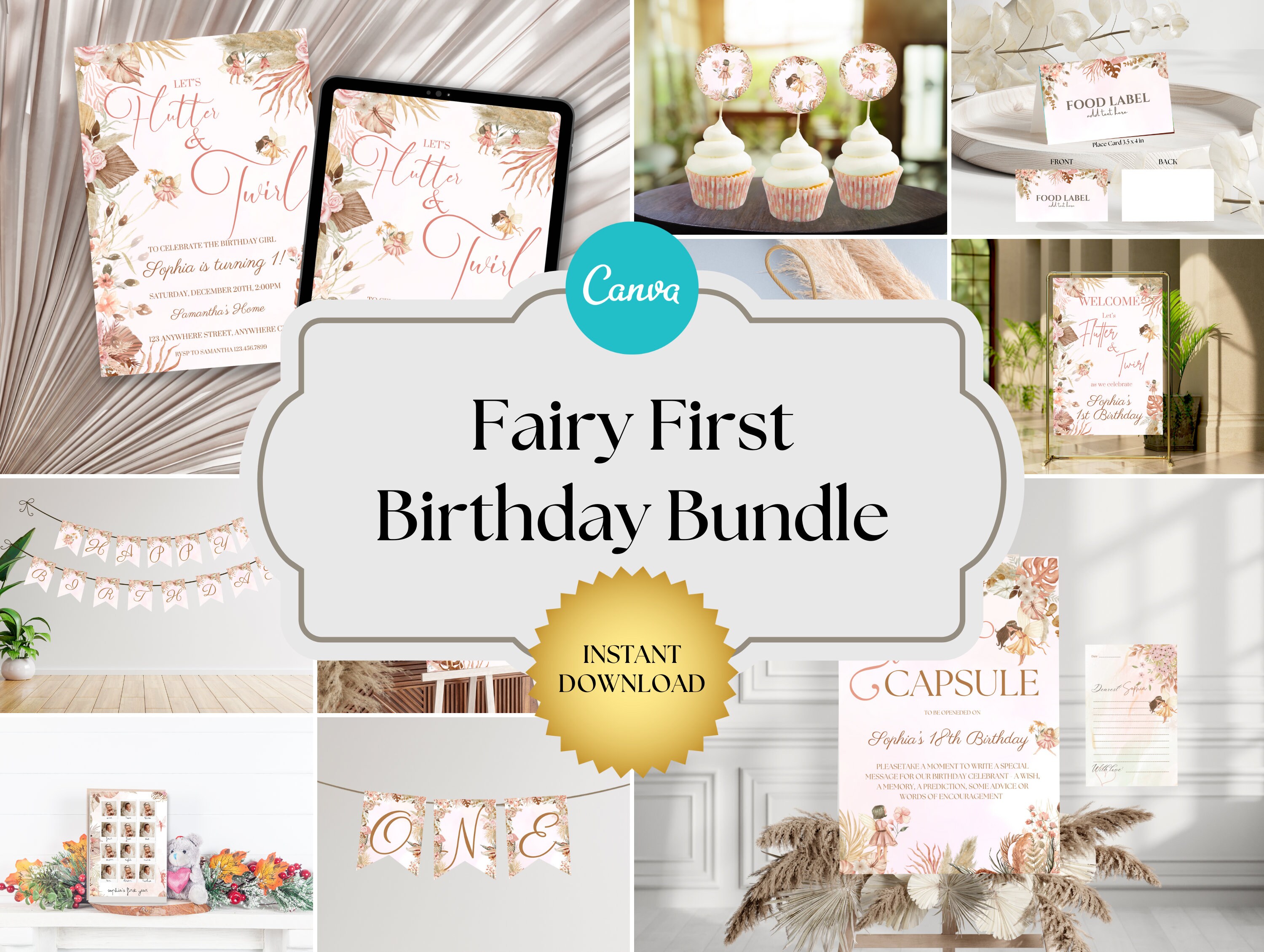 Fairy First Birthday Party Bundle, Wings Birthday Ideas 1st Birthday - Etsy