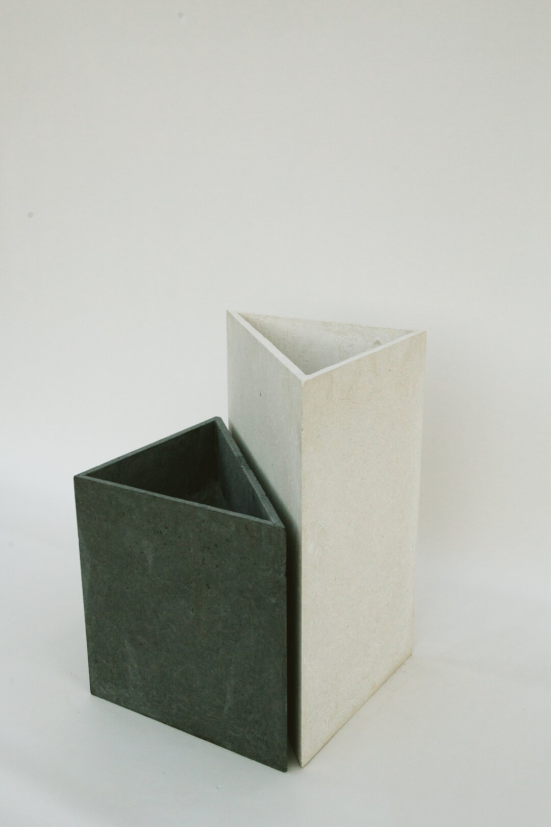 Triangular Concrete Planters, Anthracite and White Color - Etsy