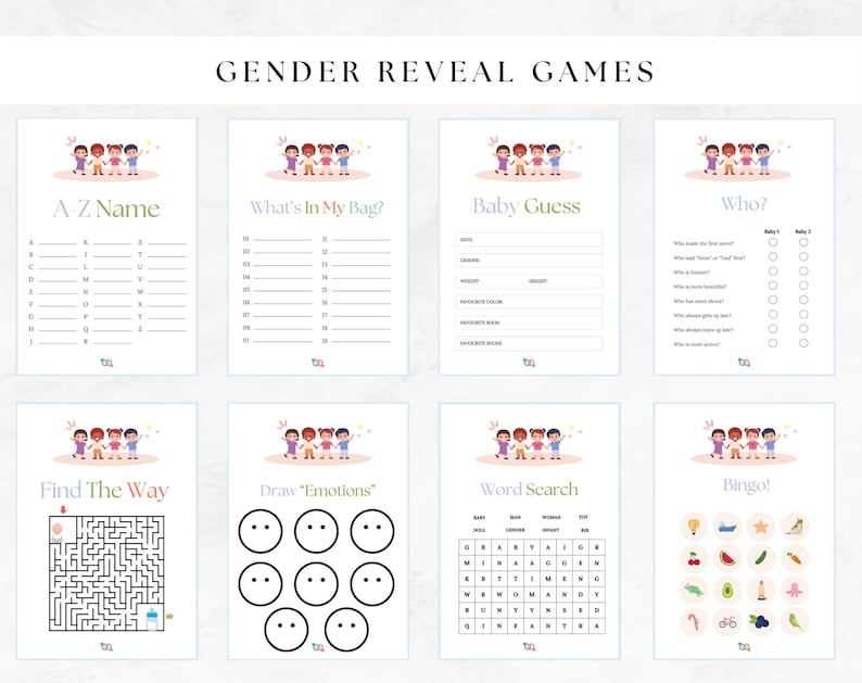 Printable Gender Reveal Games Template, Fun Baby Shower Activity, Baby ...