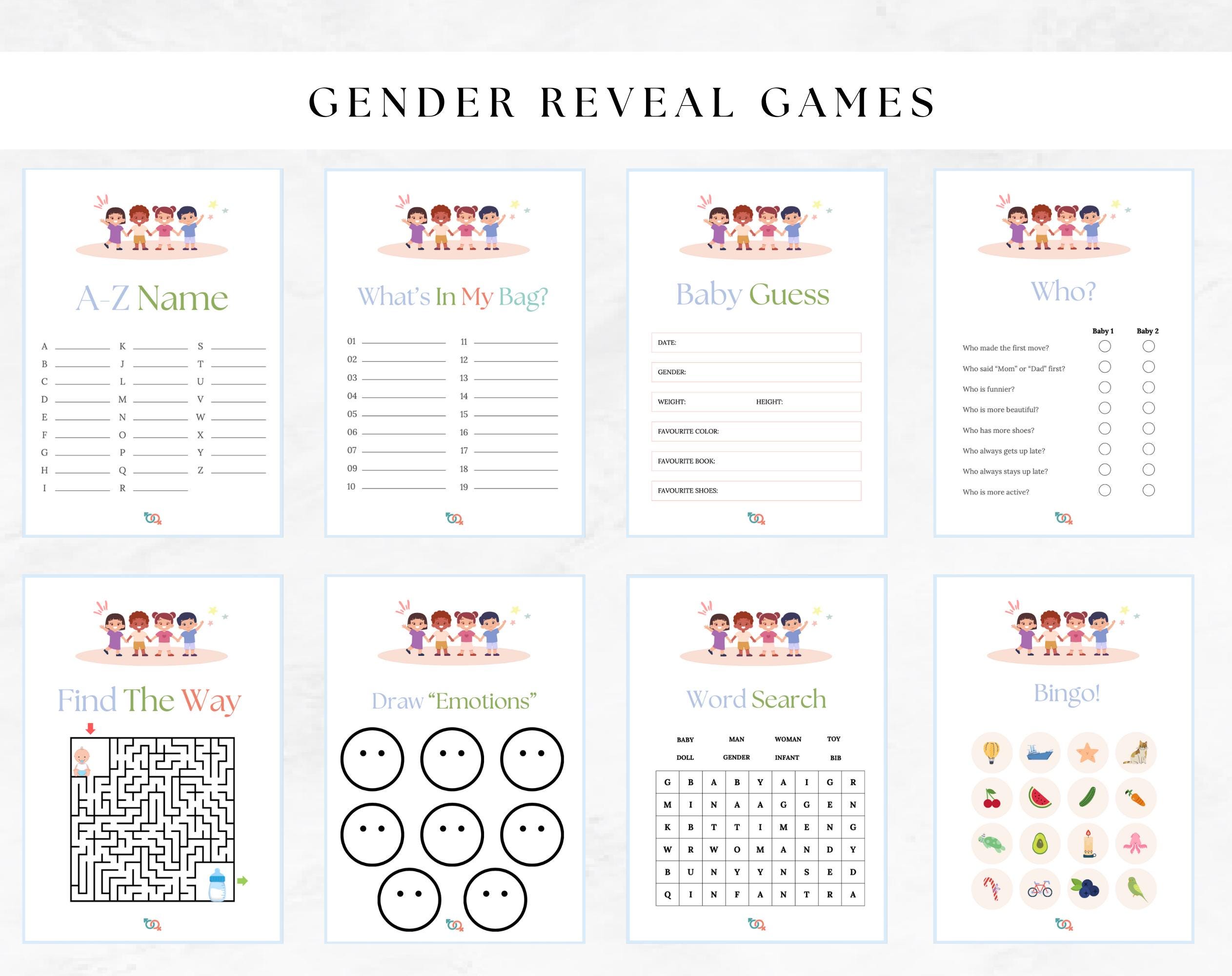 Printable Gender Reveal Games Template, Fun Baby Shower Activity, Baby ...