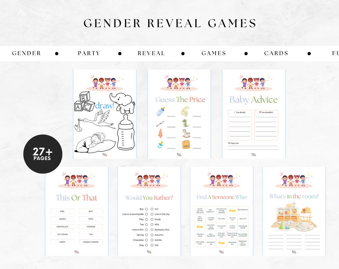 Printable Gender Reveal Games Template, Fun Baby Shower Activity, Baby ...