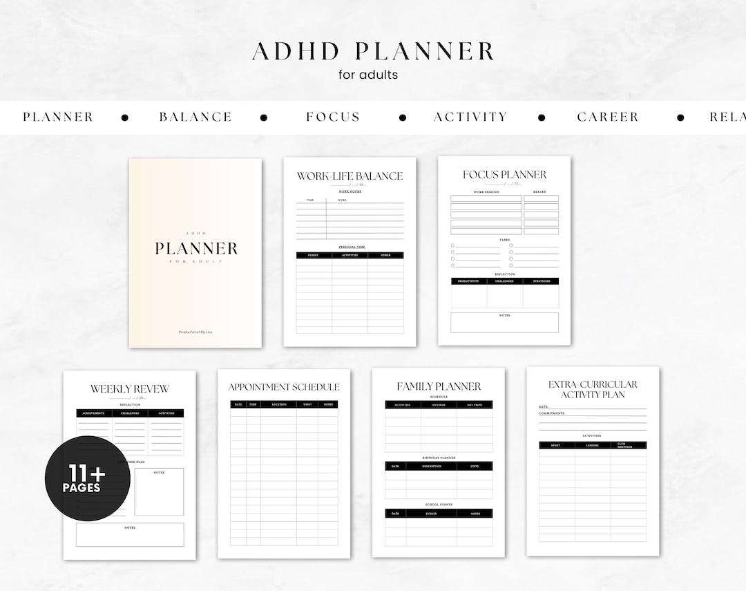 Digital ADHD Daily Planner for Adults and Students, Canva ADHD ...