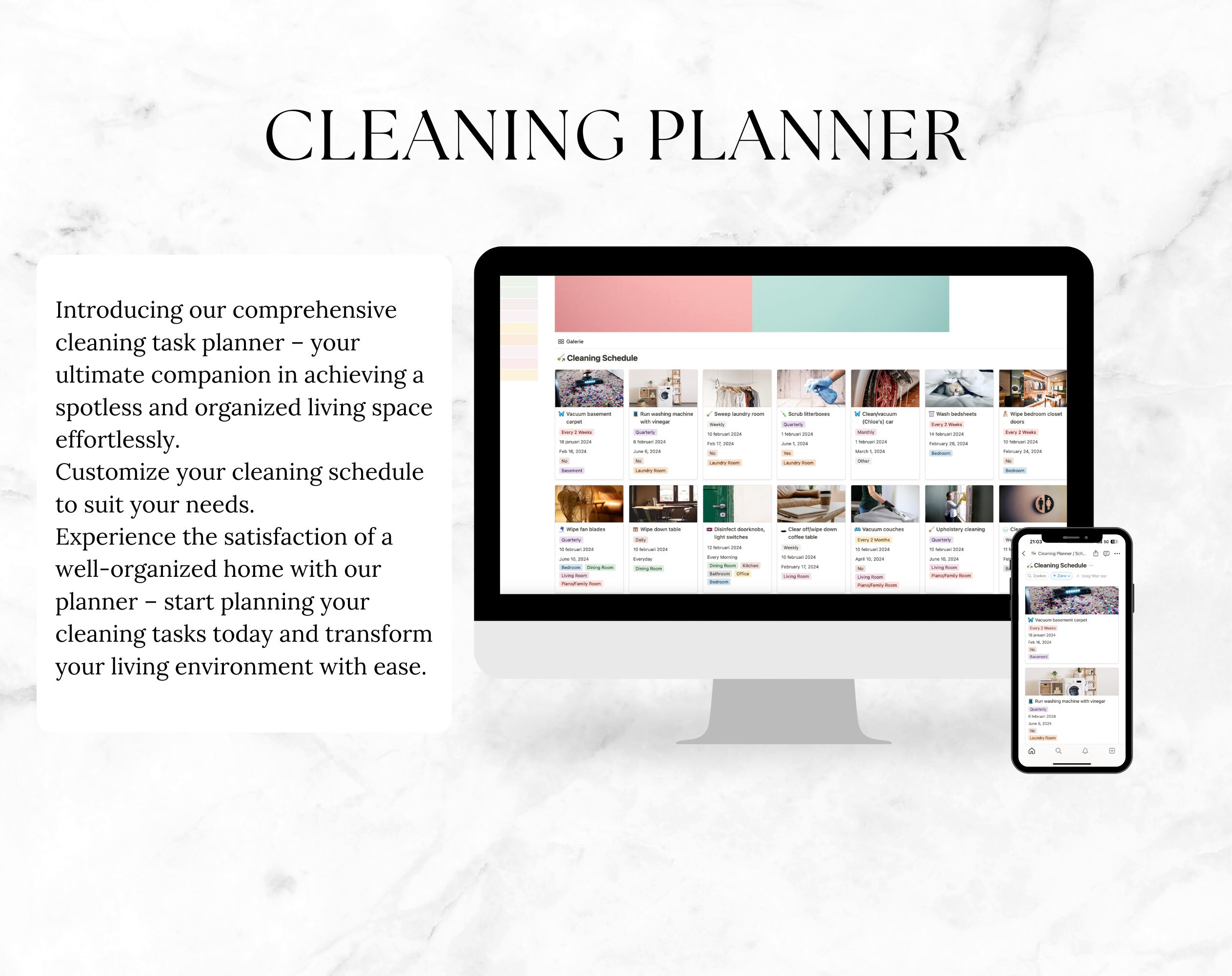 Notion Cleaning Planne, Schedule: Customizable Cleaning Schedule for ...