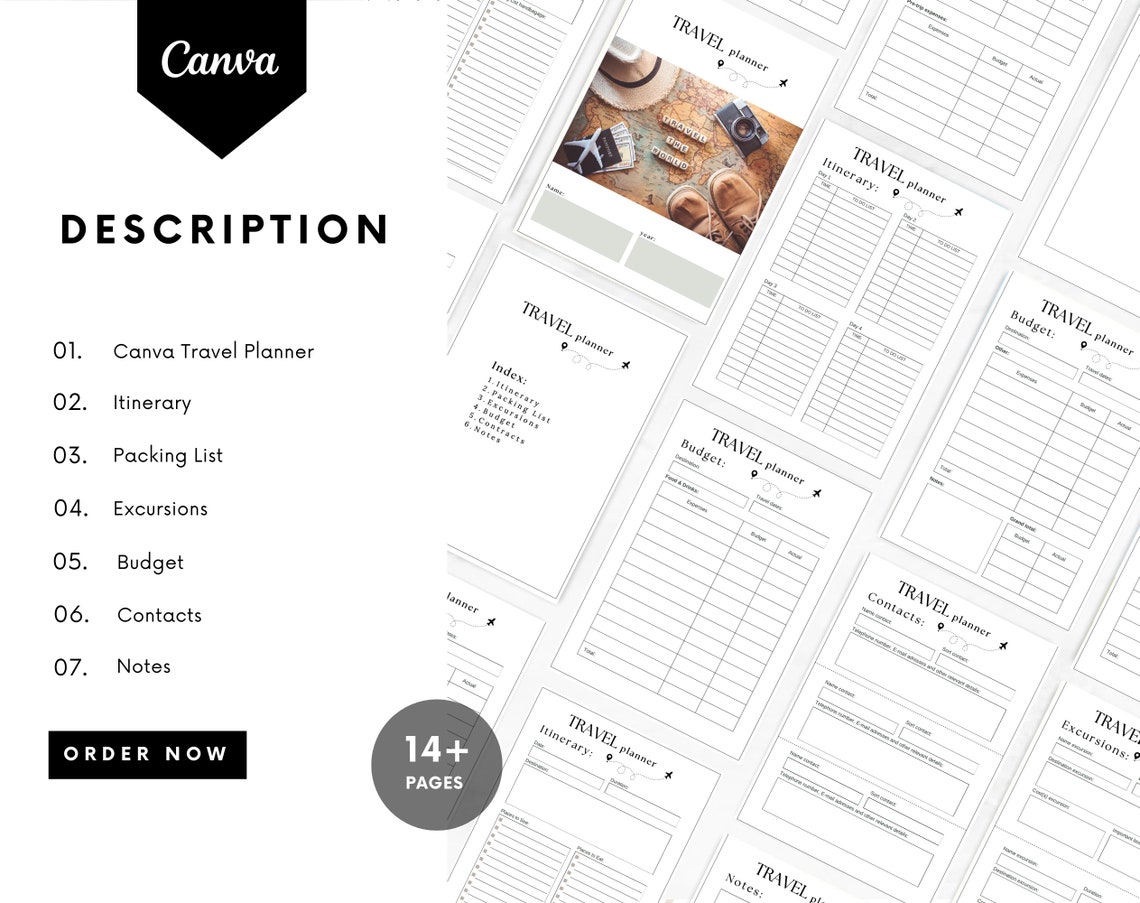 Canva Travel Planner Template - Organize Your Journey With Itinerary ...