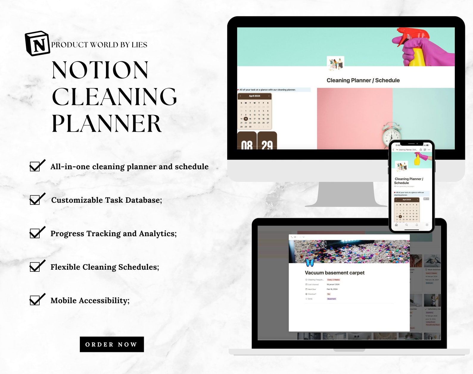 Notion Cleaning Planne, Schedule: Customizable Cleaning Schedule for ...