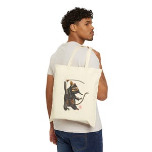Cotton Canvas Tote Bag, Ninja Elephant Shrew Tote Bag, Something ...