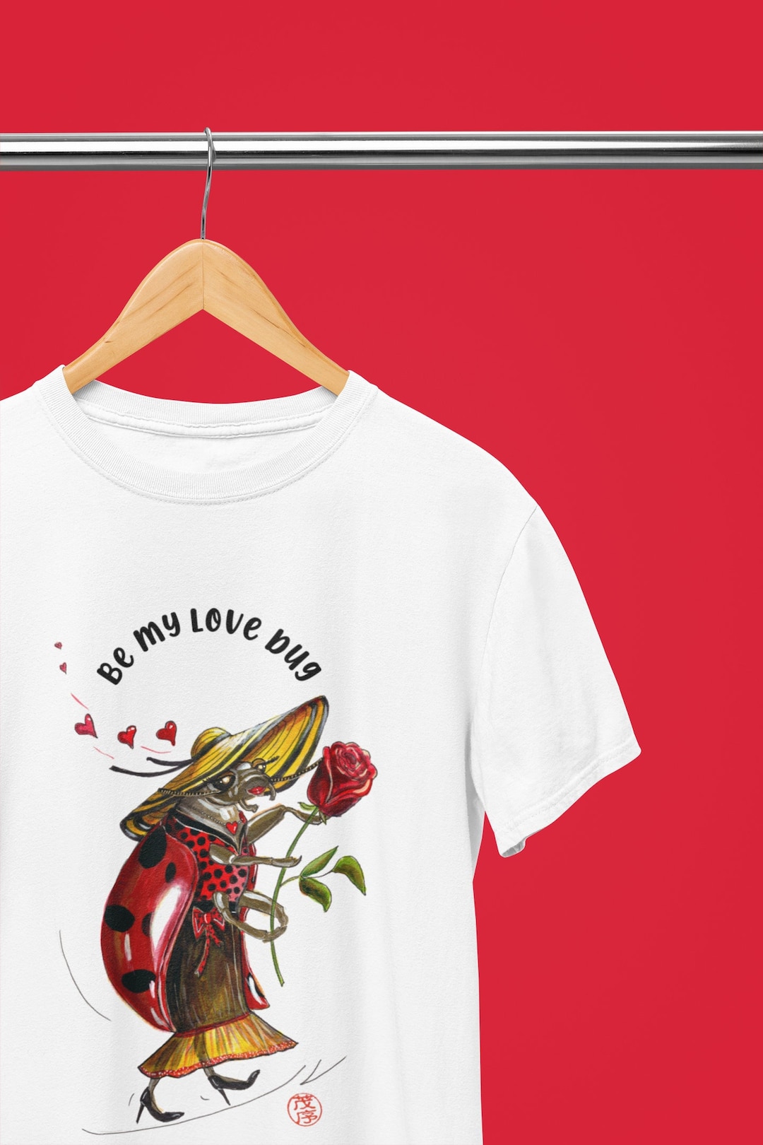 Unisex Ladybird T-shirt Soft Cotton Hearts Love Bug Casual Cute Animal ...