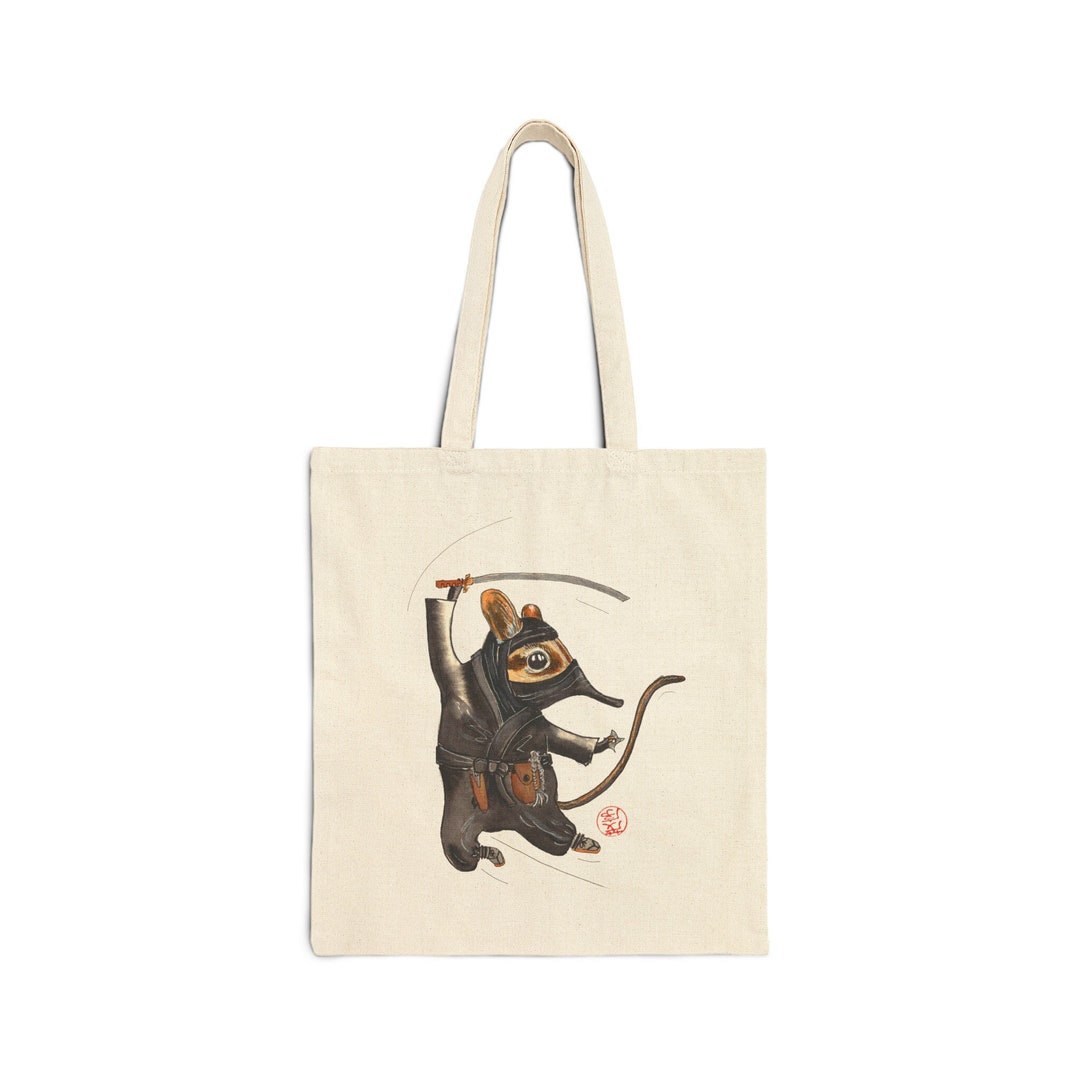 Cotton Canvas Tote Bag, Ninja Elephant Shrew Tote Bag, Something ...