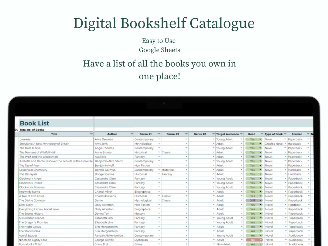 Digital Bookshelf Catalogue - Etsy