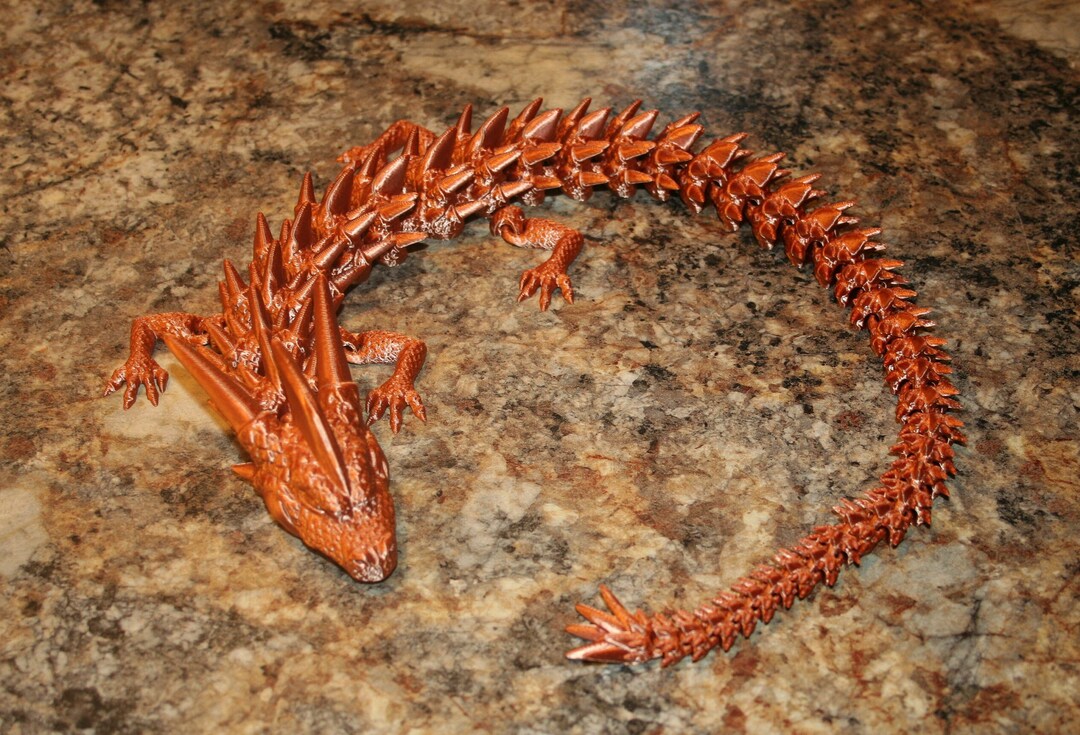 Spiked Dragon 3D Printed Articulated Flexi 23 Red Copper - Etsy