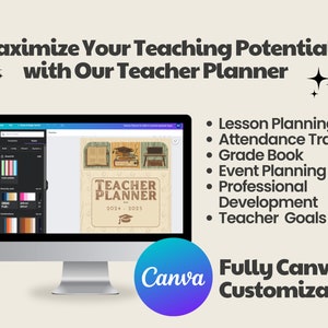 Teacher Planner Printable 2024-2025 |canva Template | Digital Teacher ...