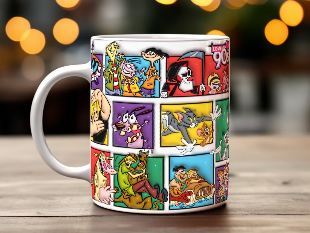 Love the 90s Cartoon Collage Mug Wrap Design, Digital Download PNG ...