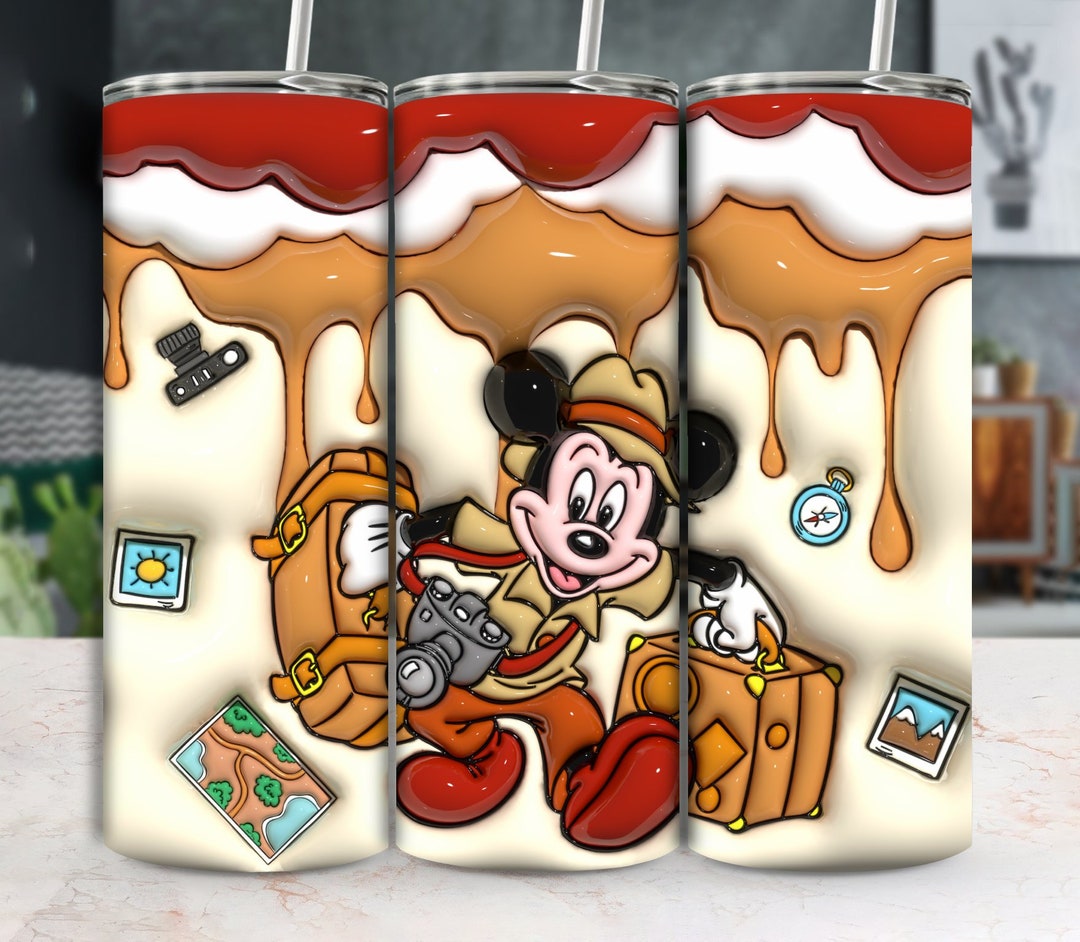Mickey Travel Themed Tumbler Wrap Design, Mickey Explorer PNG, Digital ...