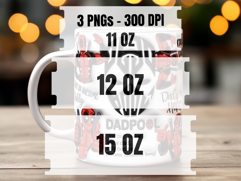 Mug Wrap Design PNG Download Digital 3D Inflated Dadpool Super Dad Cool ...