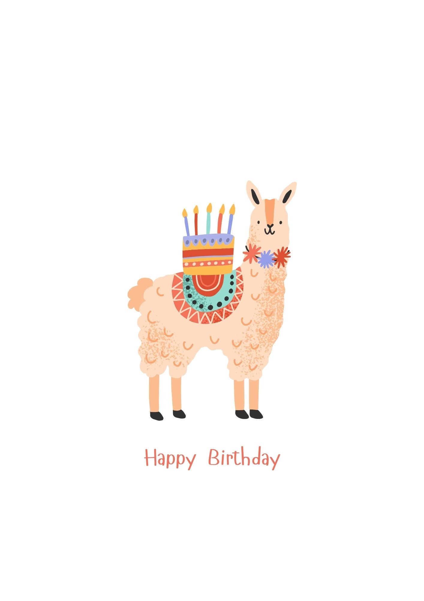 Happy Birthday Llama Printable Card - Etsy