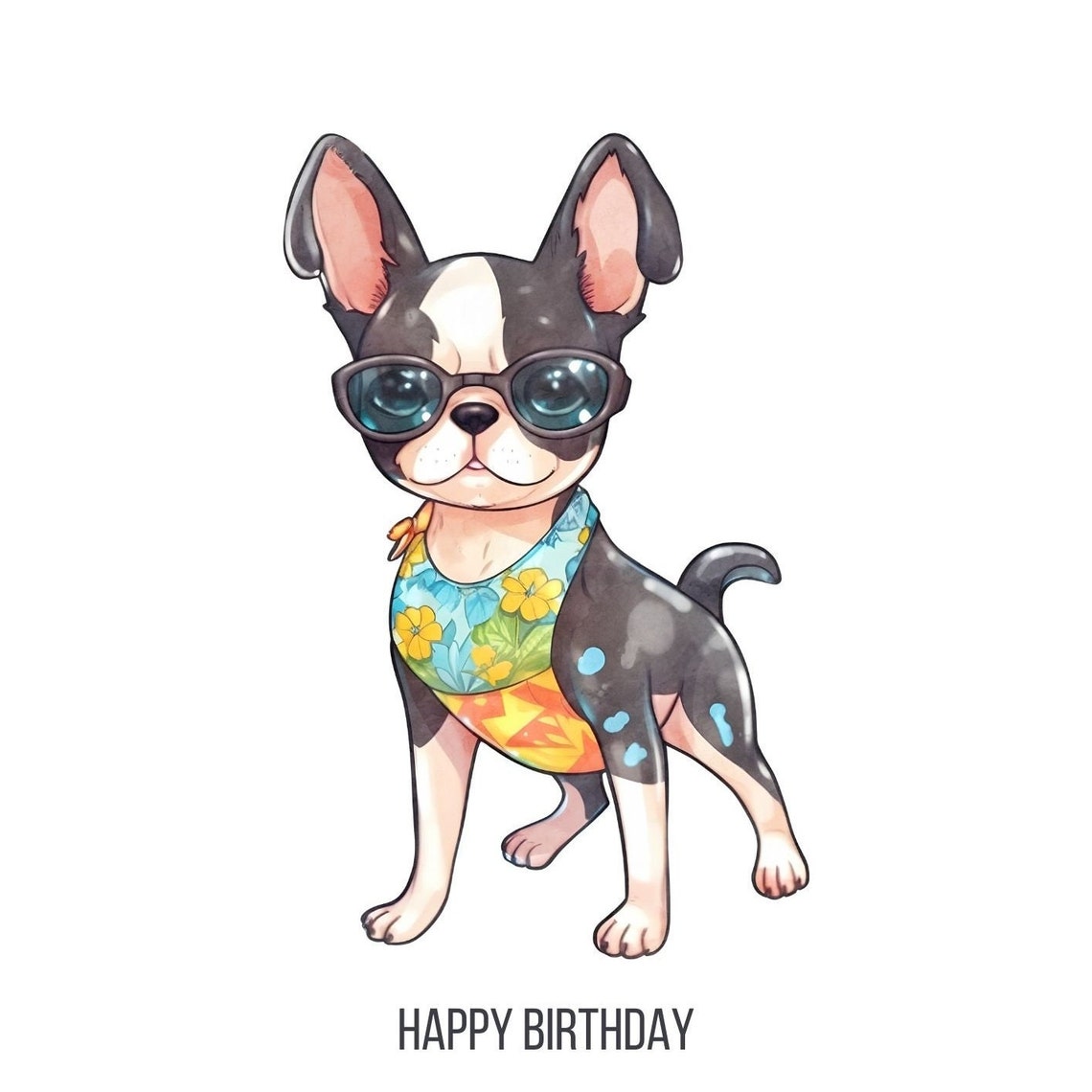 Happy Birthday Boston Terrier Card - Etsy