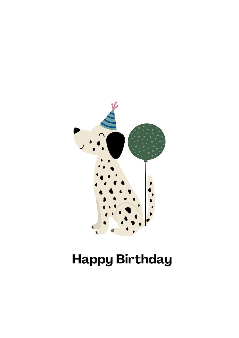 Happy Birthday Dalmatian Printable Card - Etsy