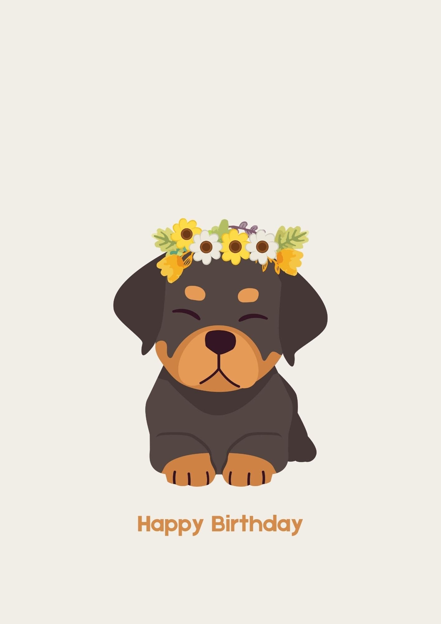 Happy Birthday Card Floral Rottweiler Print - Etsy