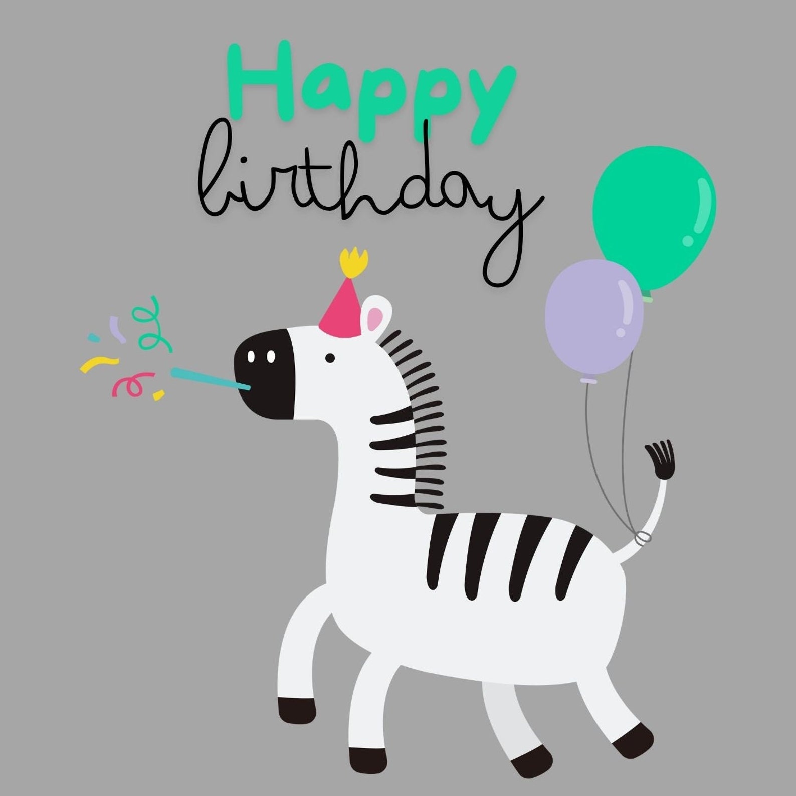 Birthday Zebra Happy Birthday Printable Card - Etsy