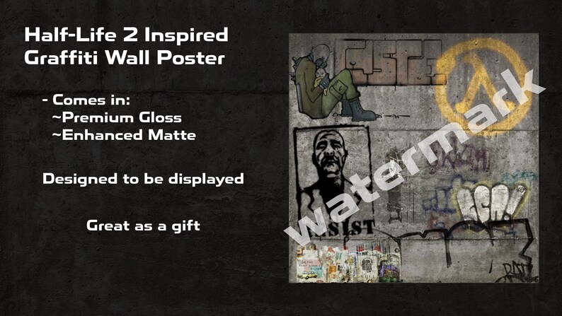 Half Life 2 Graffiti Wall Poster | 12 X 12 Matte or Gloss - Etsy