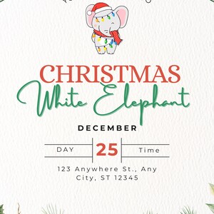 Editable White Elephant Party Invitation Style 2 - Etsy