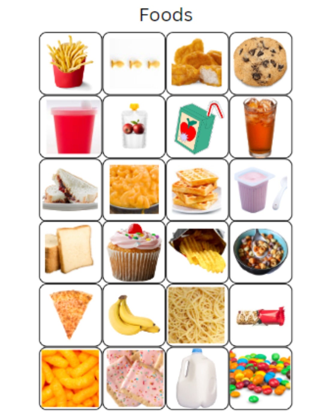 AAC Printables Foods - Etsy