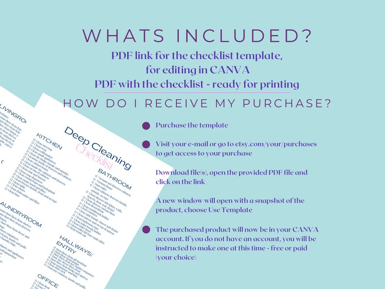 Editable Deep Cleaning Checklist, House Cleaning Checklist ...