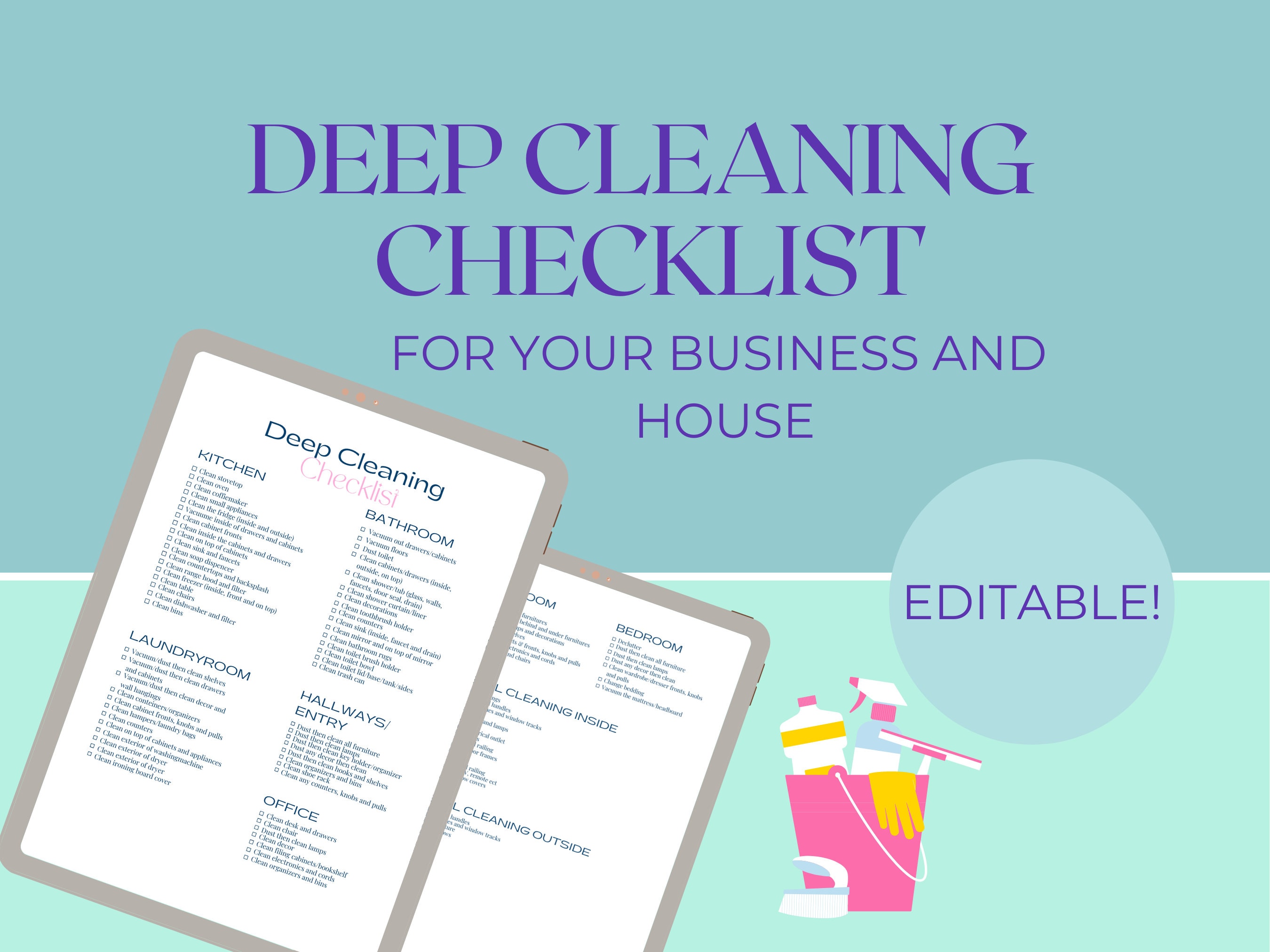 Editable Deep Cleaning Checklist, House Cleaning Checklist ...