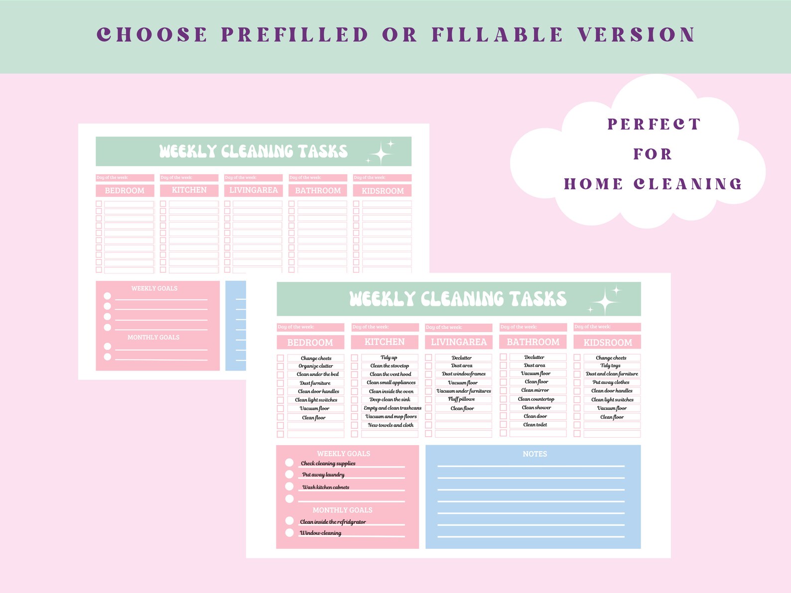 Editable House Cleaning Schedule, Weekly Cleaning Tasks, Housekeeping ...