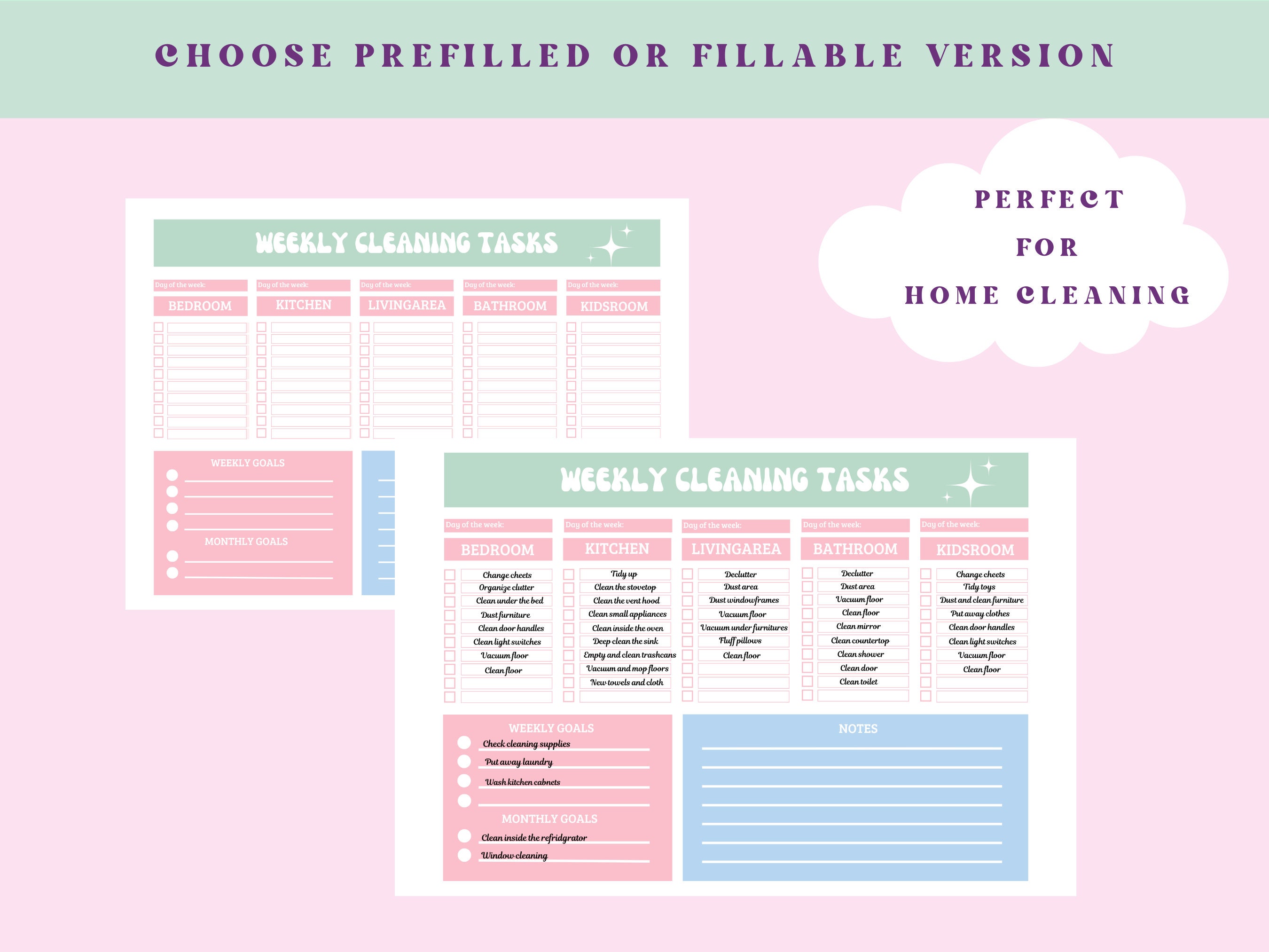 Editable House Cleaning Schedule, Weekly Cleaning Tasks, Housekeeping ...