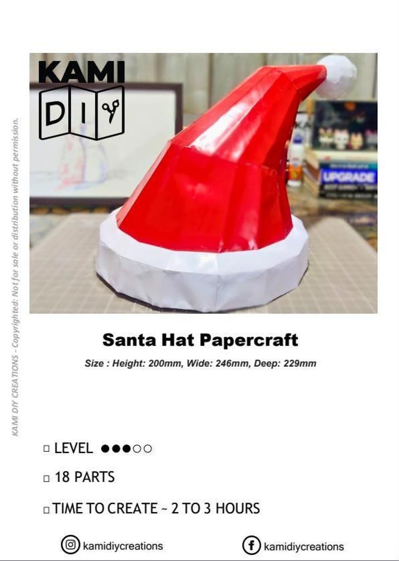 DIY Papercraft Santa Hat Template - Printable Christmas Costume PDF ...