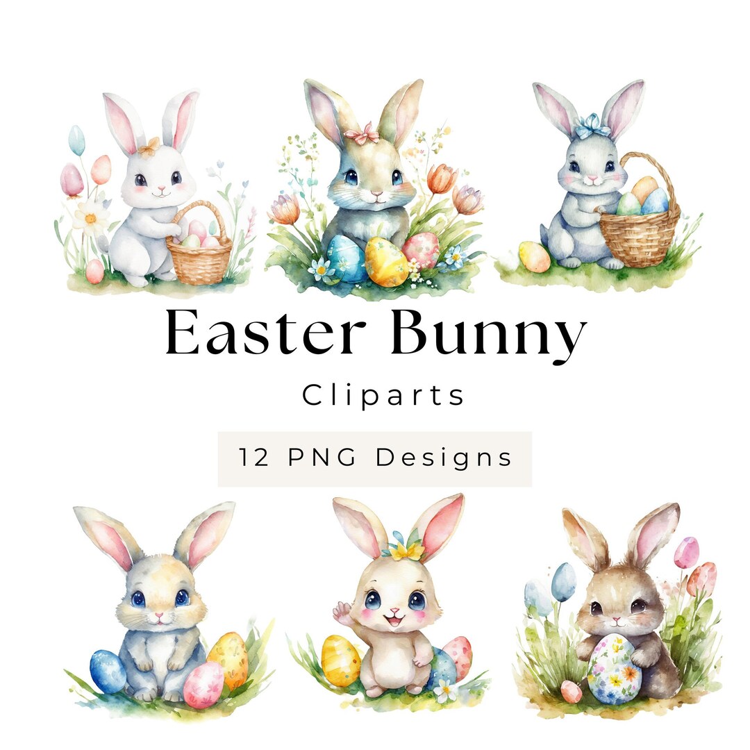Easter Bunny Cliparts, INSTANT DOWNLOAD, Easter Clipart, Easter ...