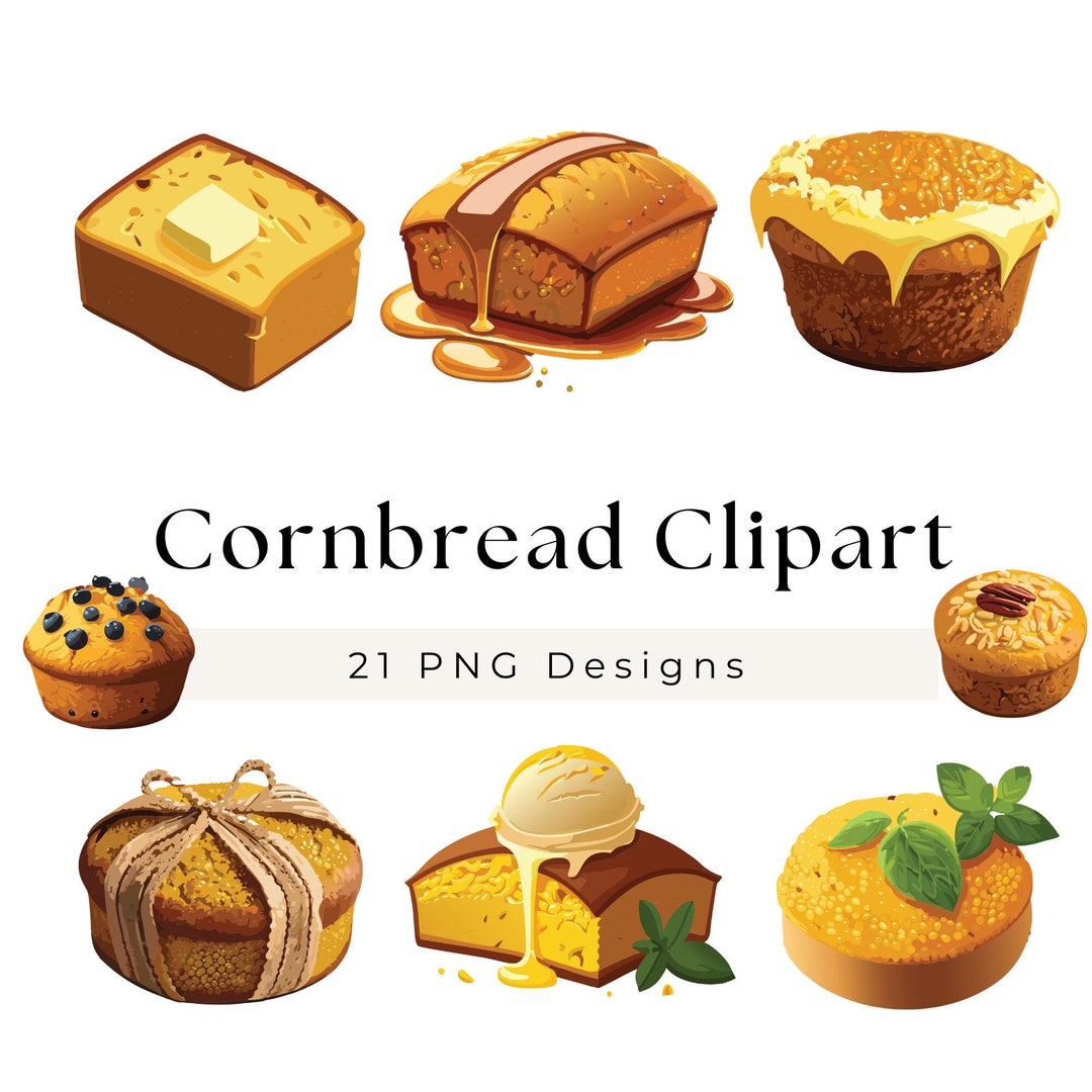 Cornbread Cliparts, INSTANT DOWNLOAD, Sublimation Design, Cornbread ...