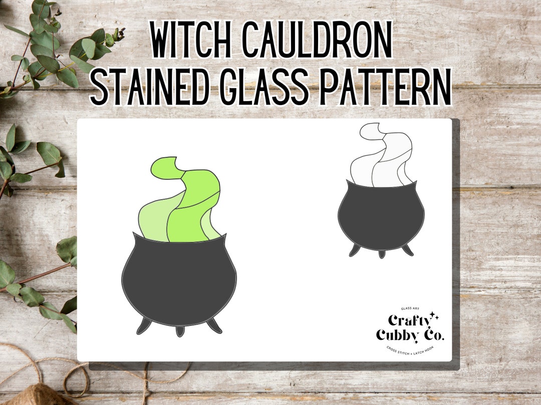 Witch Cauldron Halloween Stained Glass PDF Pattern | Beginner Friendly ...