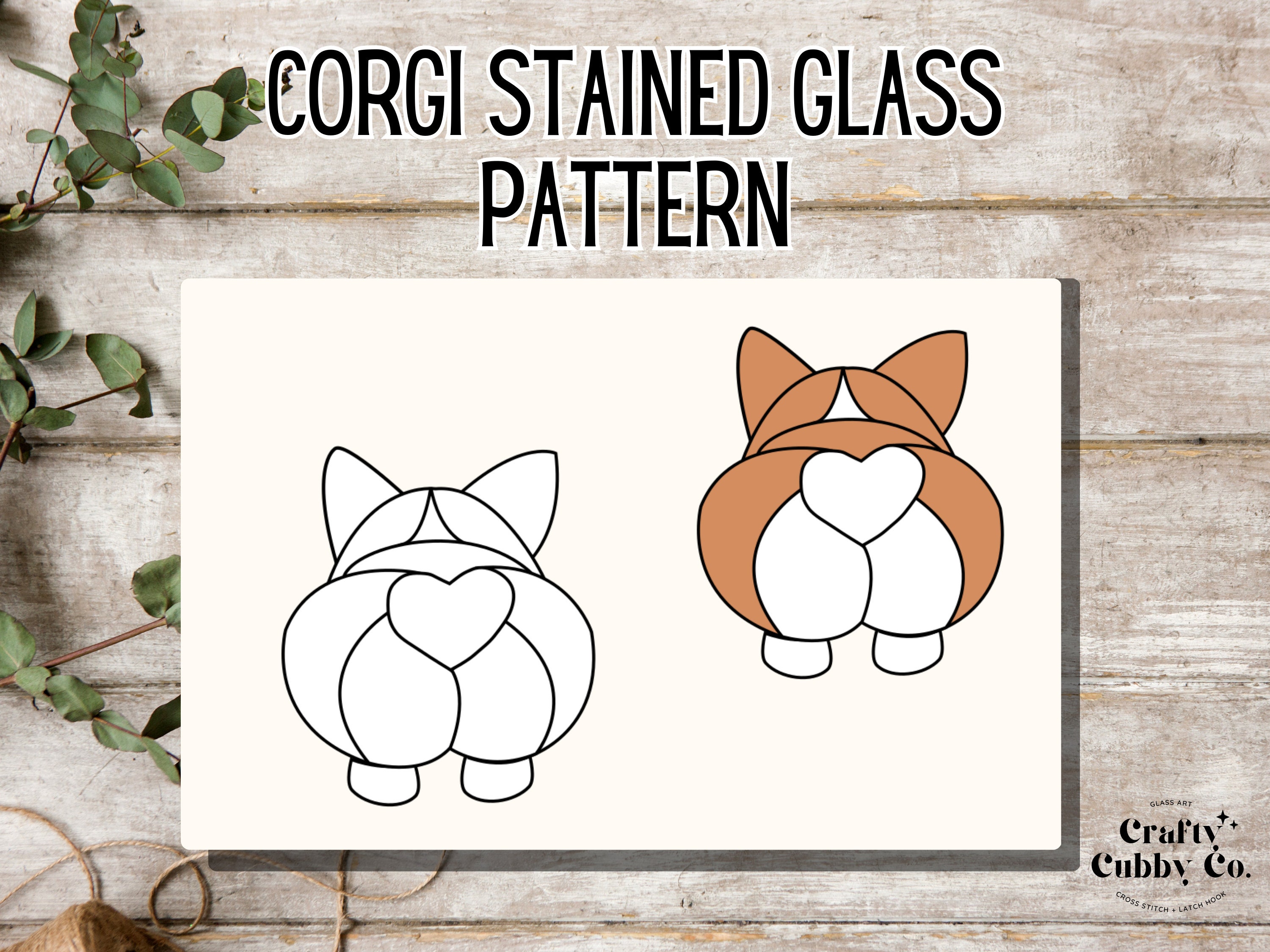 Cute Corgi Dog Ornament | Fluffy Corgi Butt | Stained Glass Pattern ...