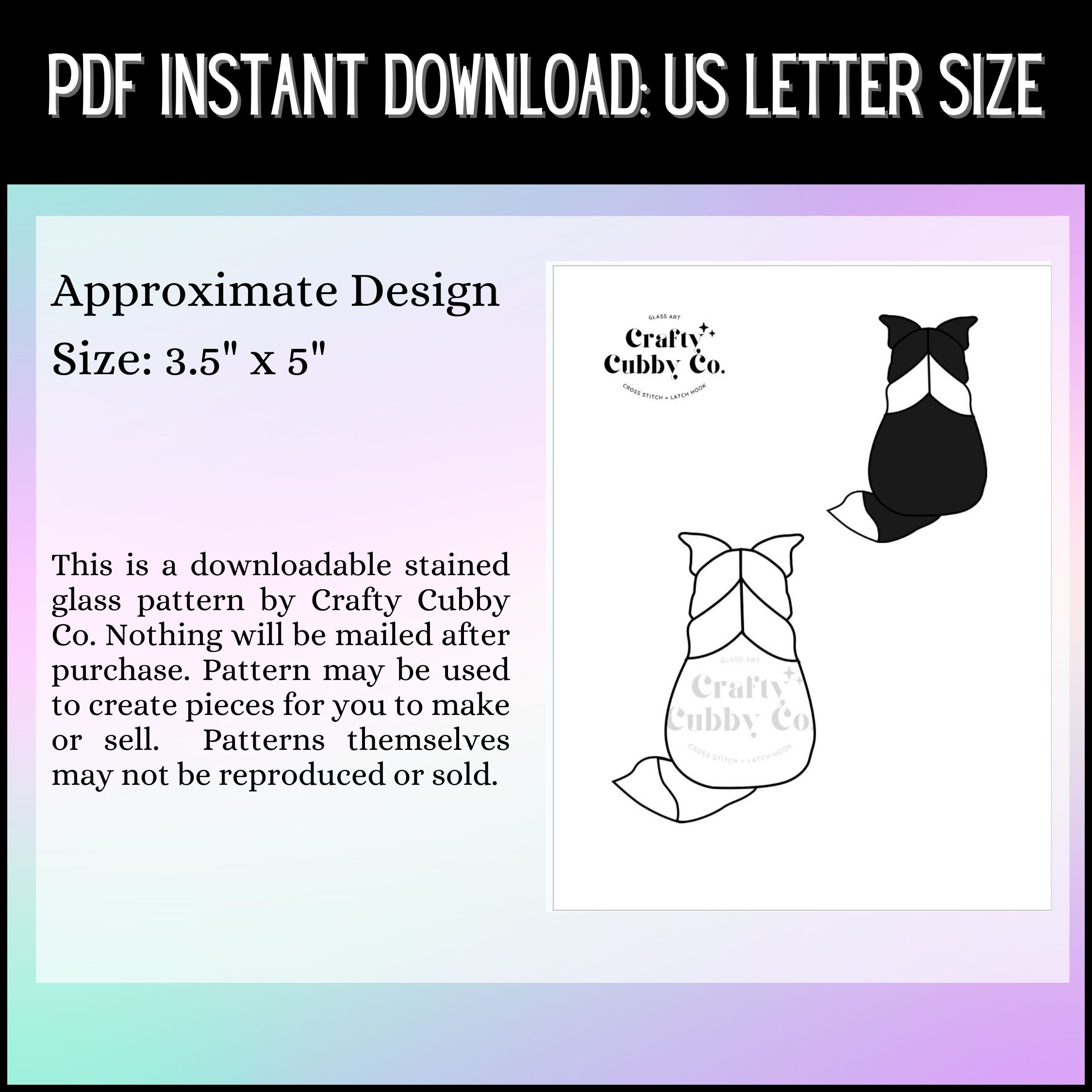 Border Collie Dog Beginner Stained Glass Pattern, Digital Download PDF ...
