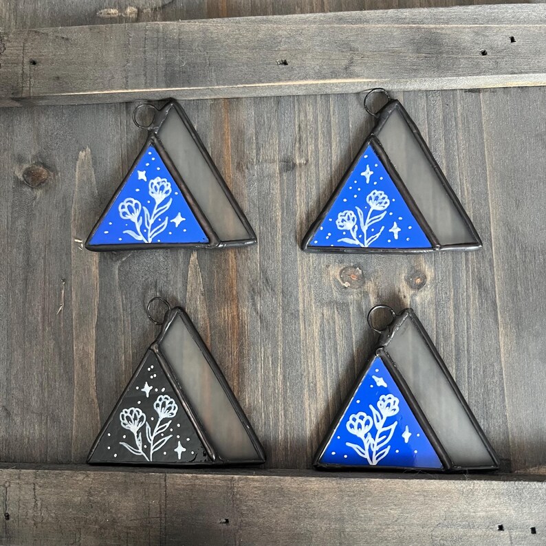 Geometric Triangle Stained Glass Window Hanging – Handcrafted & Hand ...