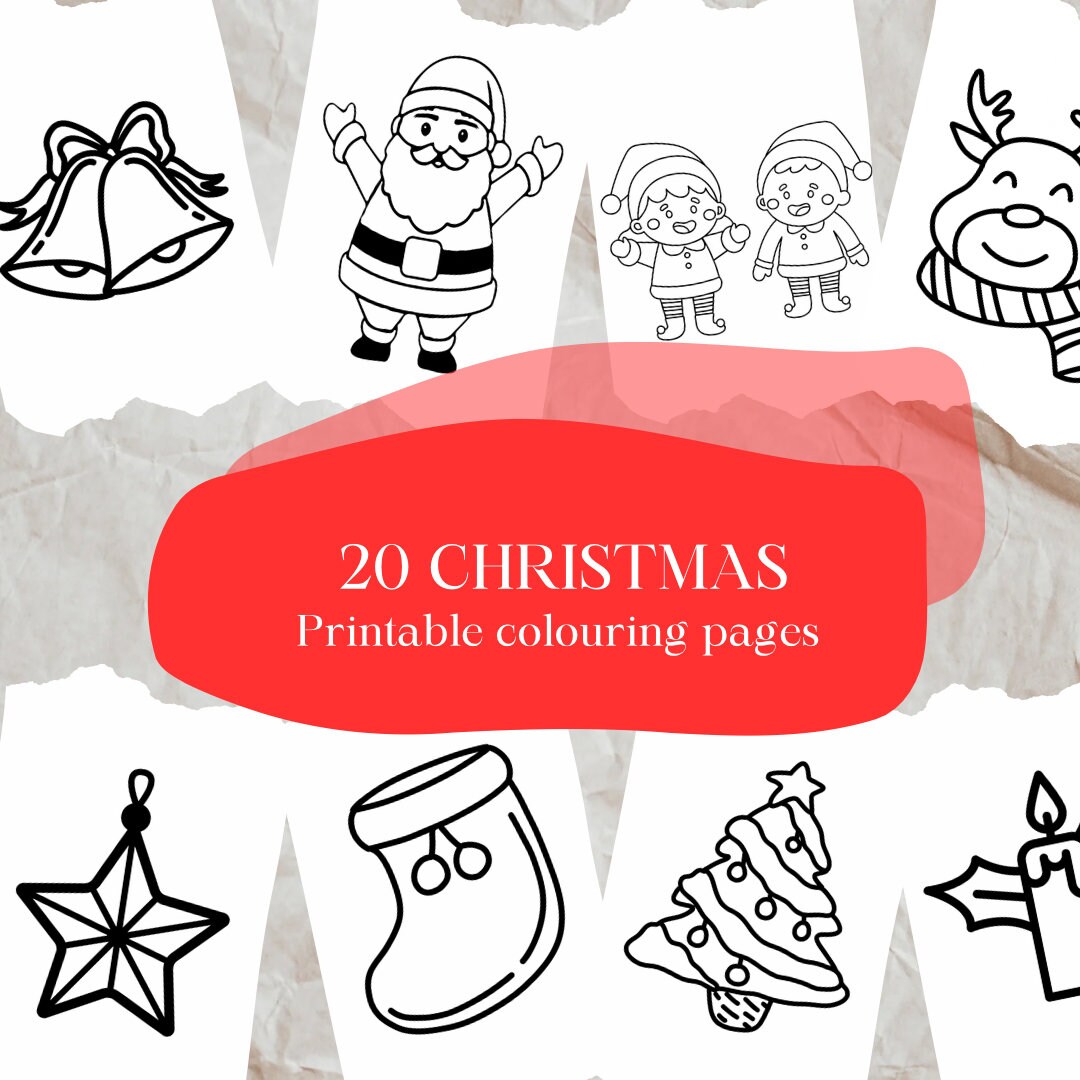 Christmas Colouring Pages For Kids Toddlers Etsy