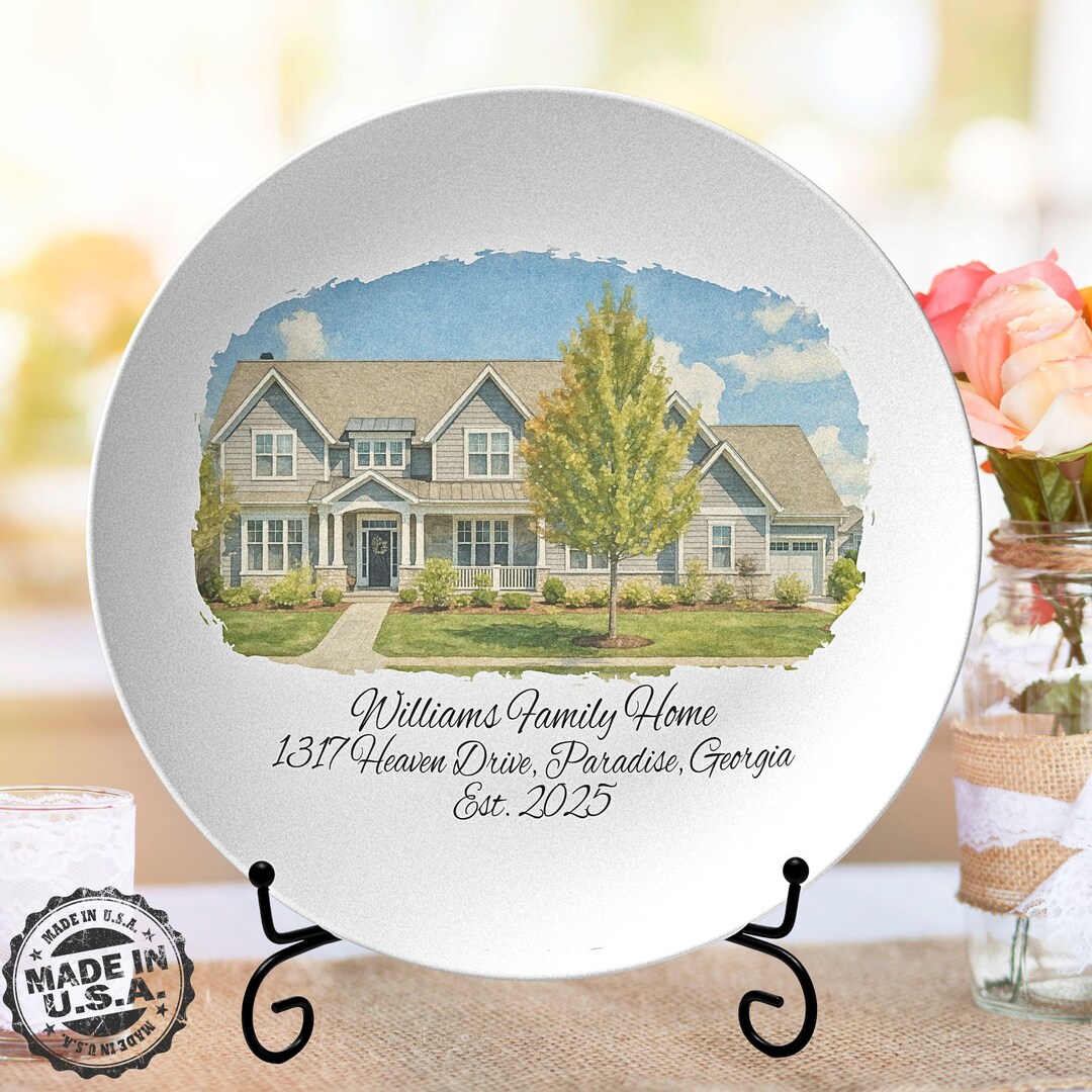 Watercolor Home Portrait Plate, Custom Housewarming Gift Gift From ...