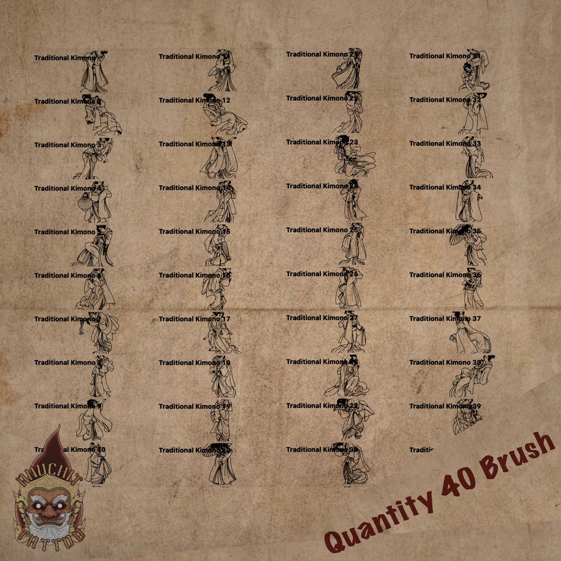 40 Women Traditional Japanese Characters Procreate Stamp Brush - Etsy
