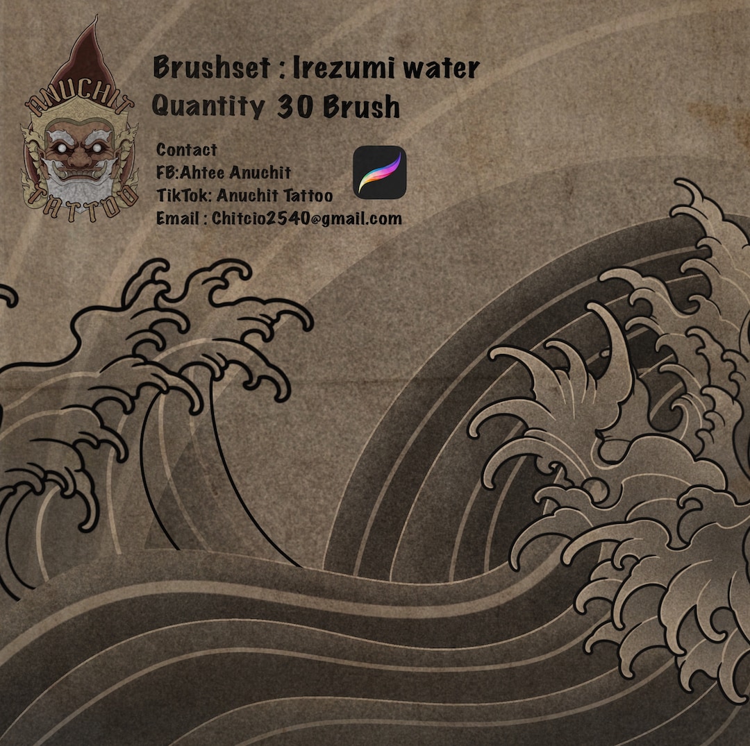 Wave Irezumi Tattoo Procreate Stamp Brush - Etsy