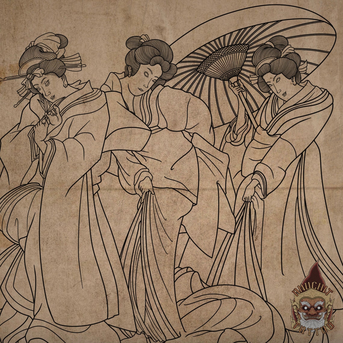 40 Women Traditional Japanese Characters Procreate Stamp Brush - Etsy