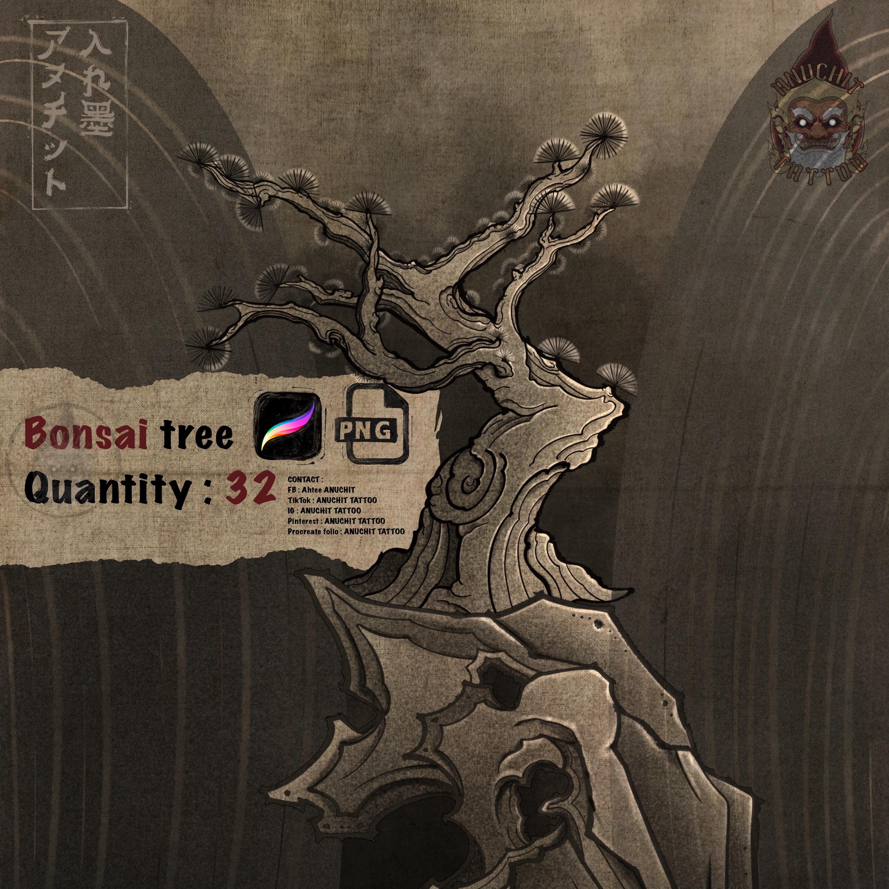 Bonsai Tree Japanese Tattoo Procreate Stamp Brush - Etsy