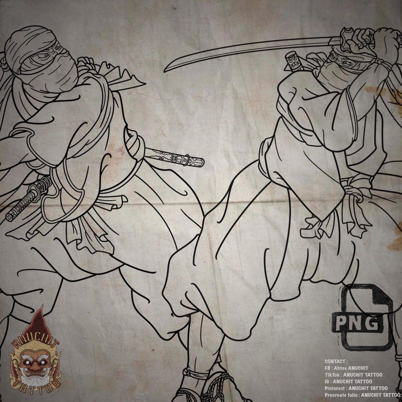 20 Ninja Transparent Background Japanese Traditional Tattoo - Etsy